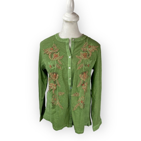 Soft Surroundings | Tops | Soft Surroundings Embroidered Button Front ...